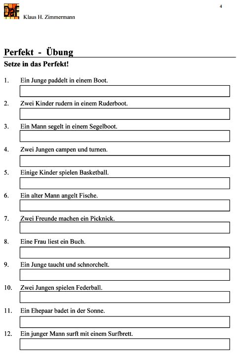 Deutsch als Fremdsprache DaF DaZ Grammatik - Perfekt