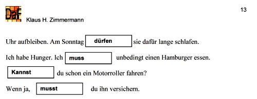 Deutsch als Fremdsprache DaF DaZ Grammatik - Modalverben