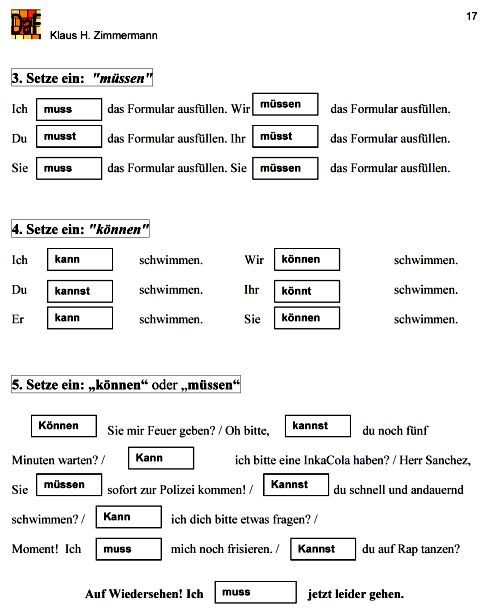 Deutsch als Fremdsprache DaF DaZ Grammatik - Modalverben