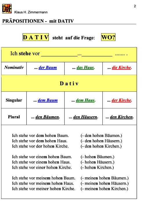 Deutsch als Fremdsprache DaF DaZ Grammatik - Präpositionen