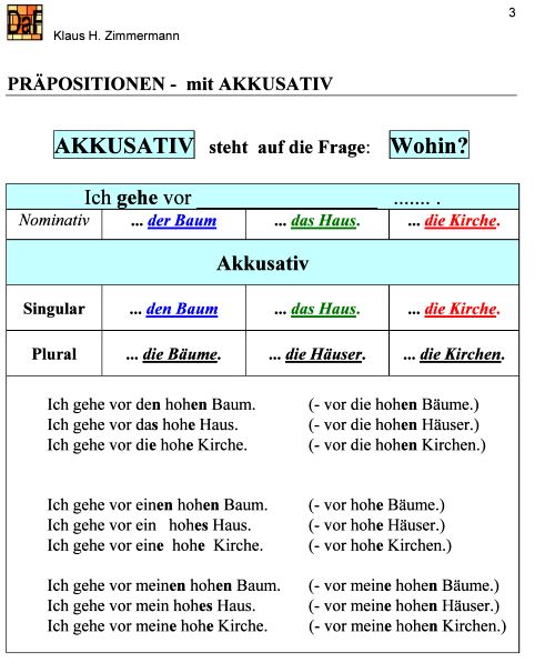 Deutsch als Fremdsprache DaF DaZ Grammatik - Präpositionen